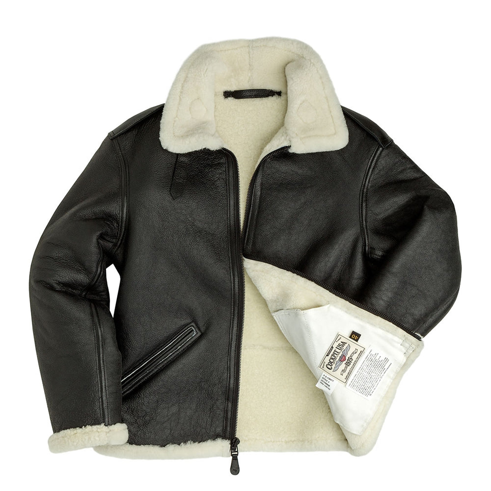 B6 Sheepskin Jacket | Black Shearling Bomber Jacket