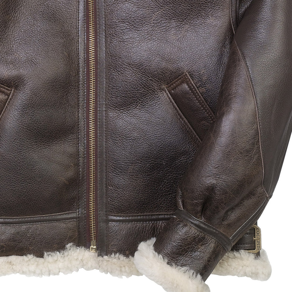 B3 Leather Sheepskin Bomber Jacket With Throat Latch