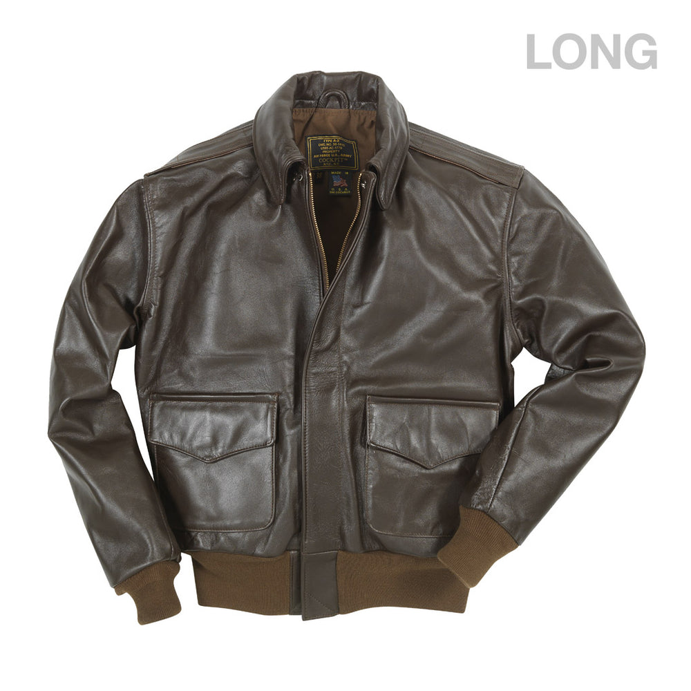Tall/Long Men's Leather Bomber Jacket | Government Jacket