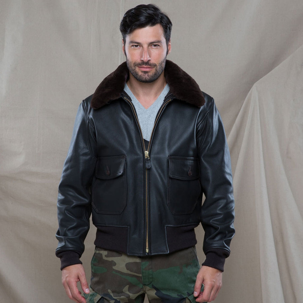 Flight Jacket with Removable Fur Collar | Cockpit USA