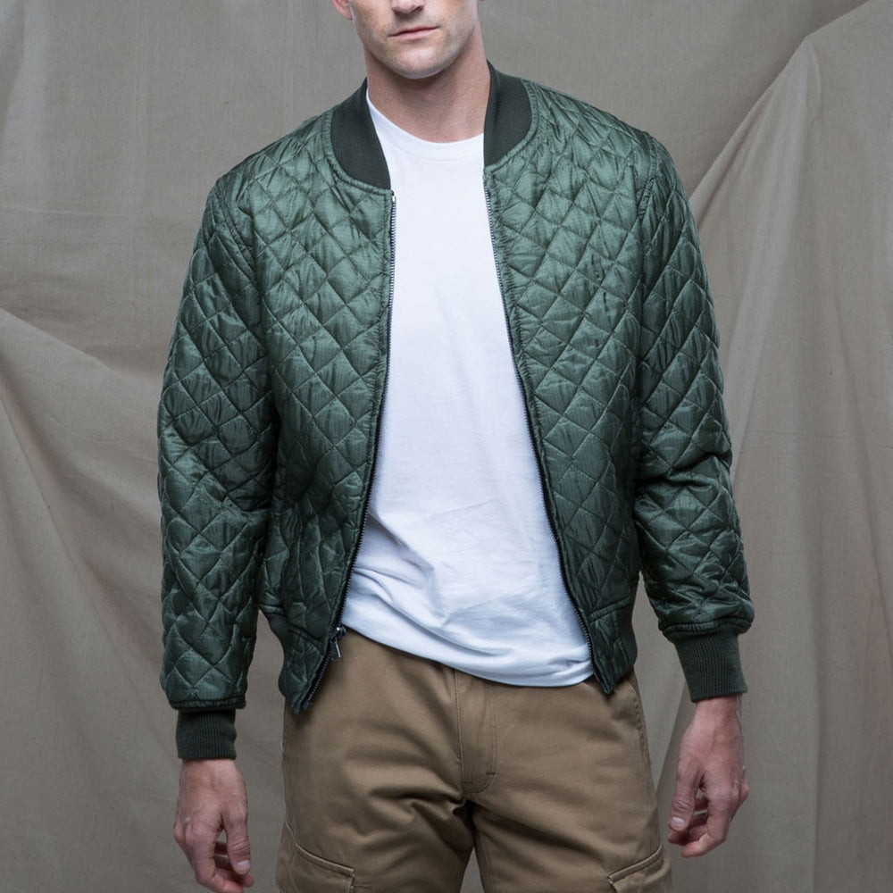 Men's Diamond Quilted Flight Jacket | Padded Bomber Jacket